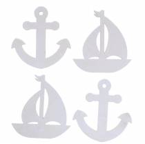 Floristik21.de Streu-Deko Mix Anker Segelboot Holz Creme 4cm 72St-66879