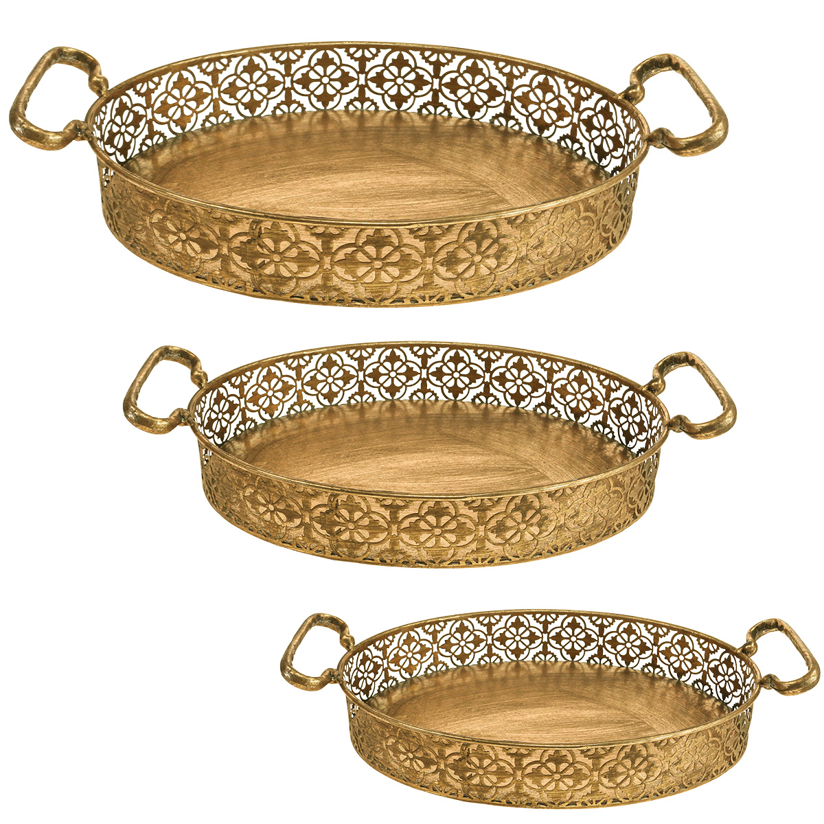 Floristik21.de Deko Tablett oval Gold Metalltablett Antik Optik Gold ...