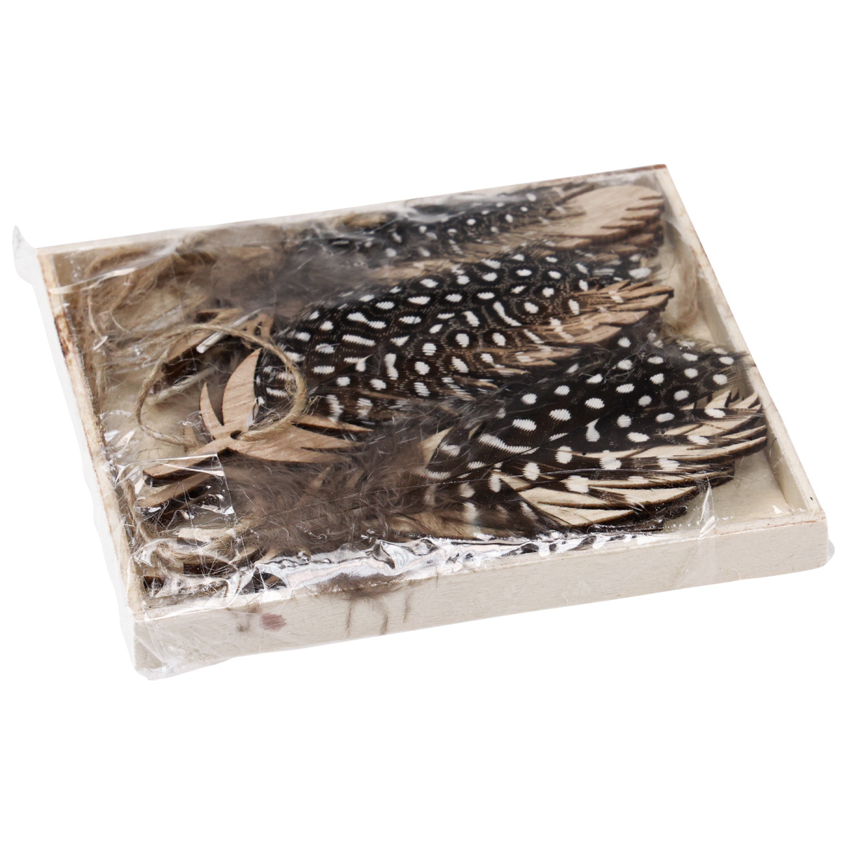 Floristik21.de Deko Federn Anhänger Holz Naturfeder 9,5/10cm 9 St