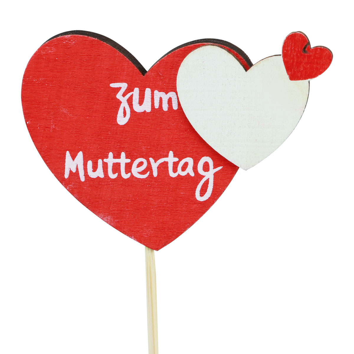 Floristik21.de Blumenstecker Holzherz Deko „Zum Muttertag“ 8×5,5cm 12St