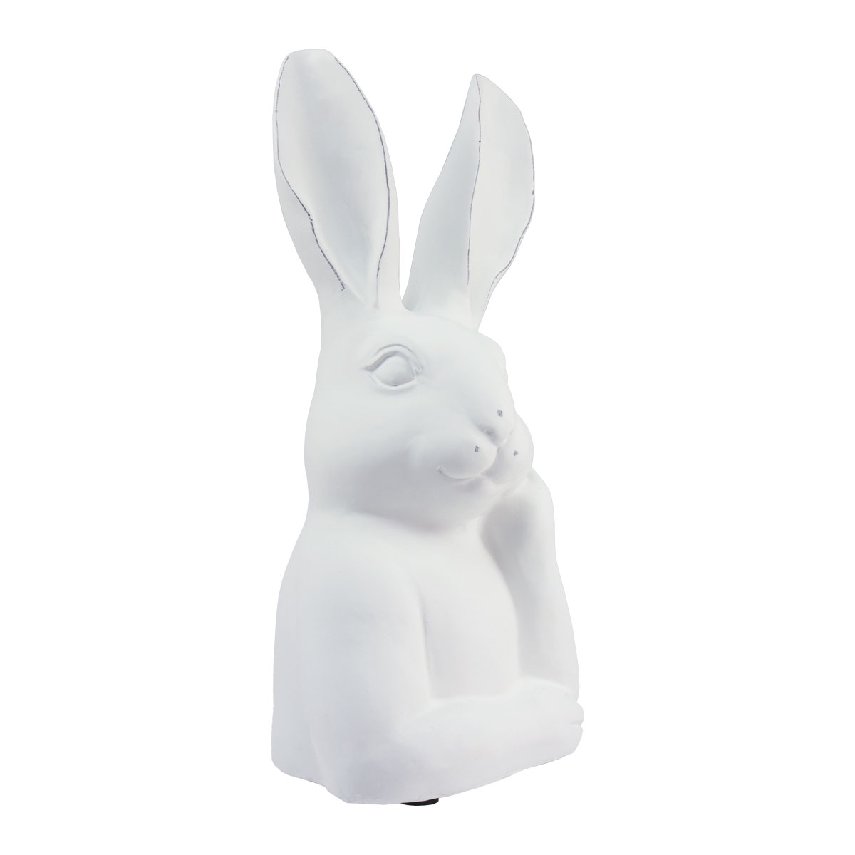 Floristik21.de Hasen Deko Hase Weiß Kunststein Denkend 18×12,5×30,5cm-14997