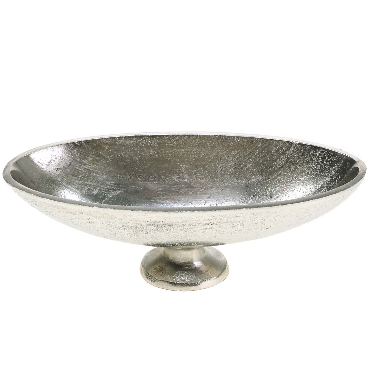 Floristik21.de Schale oval mit Fuß Silbern Metall 20,5cm H7cm-720156-91