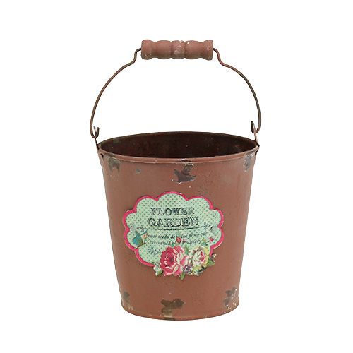 Floristik21.de Eimer mit Motiv Braun in Antikoptik Ø11cm H12cm