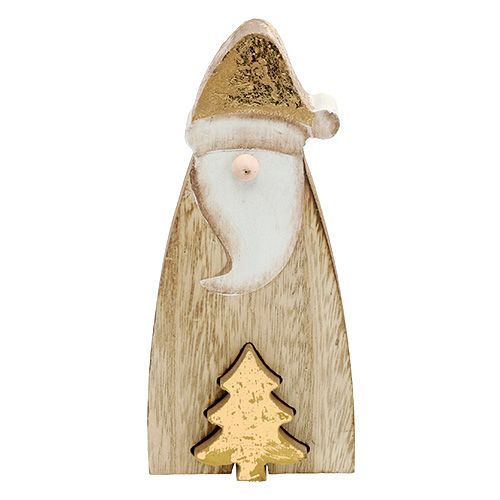Floristik21.de Weihnachtsmann Holz mit Tanne Gold 17cm
